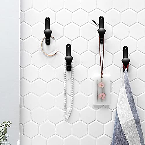 DECMATE 5 Packs Heavy Duty Wall Mounted Coat Hooks with 10 Screws Hardware Contemporary Metal Single Hooks Flat Black for Hanging Coat, Scarf, Bag, Towel, Cap, Cup, Hat …