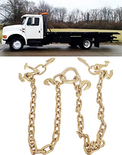 munirater 5/16in 3 FT 5400LBS Tow Chain Grade 70 V - Bridle Chain with RJT Cluster Hooks Replacement for Tow Truck Winch Cable Pull Wrecker Recovery Grab