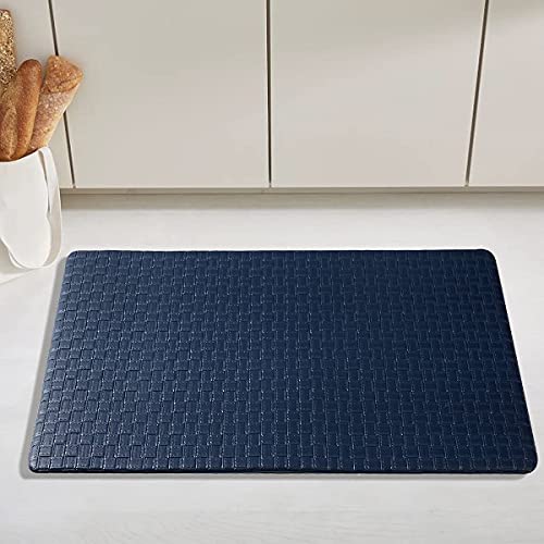 Asvin Premium Kitchen Mat Set, Anti Fatigue PVC Kitchen Floor Mat and Rug, 17"x30"+17"x47", Cushioned, Waterproof, Heavy Duty Kitchen Sink Mat for Home, Farmhouse, Indoor, Blue