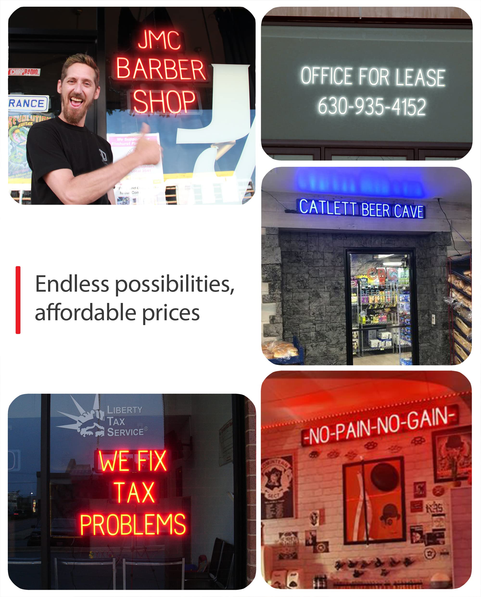SpellBrite PIZZA SLICES Sign for Pizza Restaurants | Pizza-Related Signs with Neon Look, White LED Light | 20.8" x 15.0"
