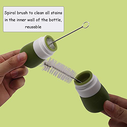 Ksooly 5-Pack 1.3Oz. Squeeze Salad Dressing Bottles with Cleaning Brush | Small Salad Dressing Container to Go | Portable Sauce Bottle Condiment Bottles | Food-grade Silicone, BPA Free