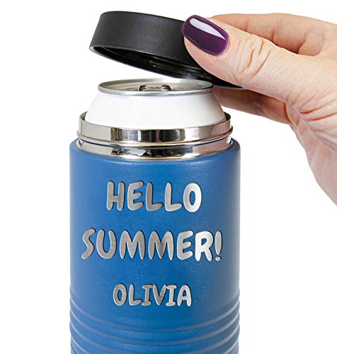 Personalized Stainless Steel Engraved Insulated Beverage Holder Customized Can Cooler with Custom Name Text β Wedding, Birthday, Corporate Gift (Light Purple, Slim)