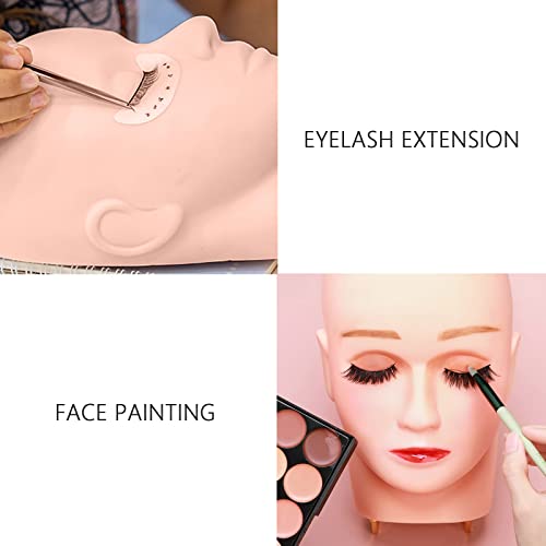 Lash Mannequin Head, BUCICE Practice Training Head, Professional Makeup Soft-Touch Rubber Practice Head, Cosmetology Doll Face Head for Make Up and Lash Extention
