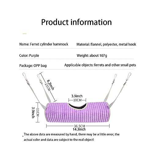 QIPINPU Ferret Hammock for Small Animals, Hanging Tunnel Tube Rat Toy (Purple)