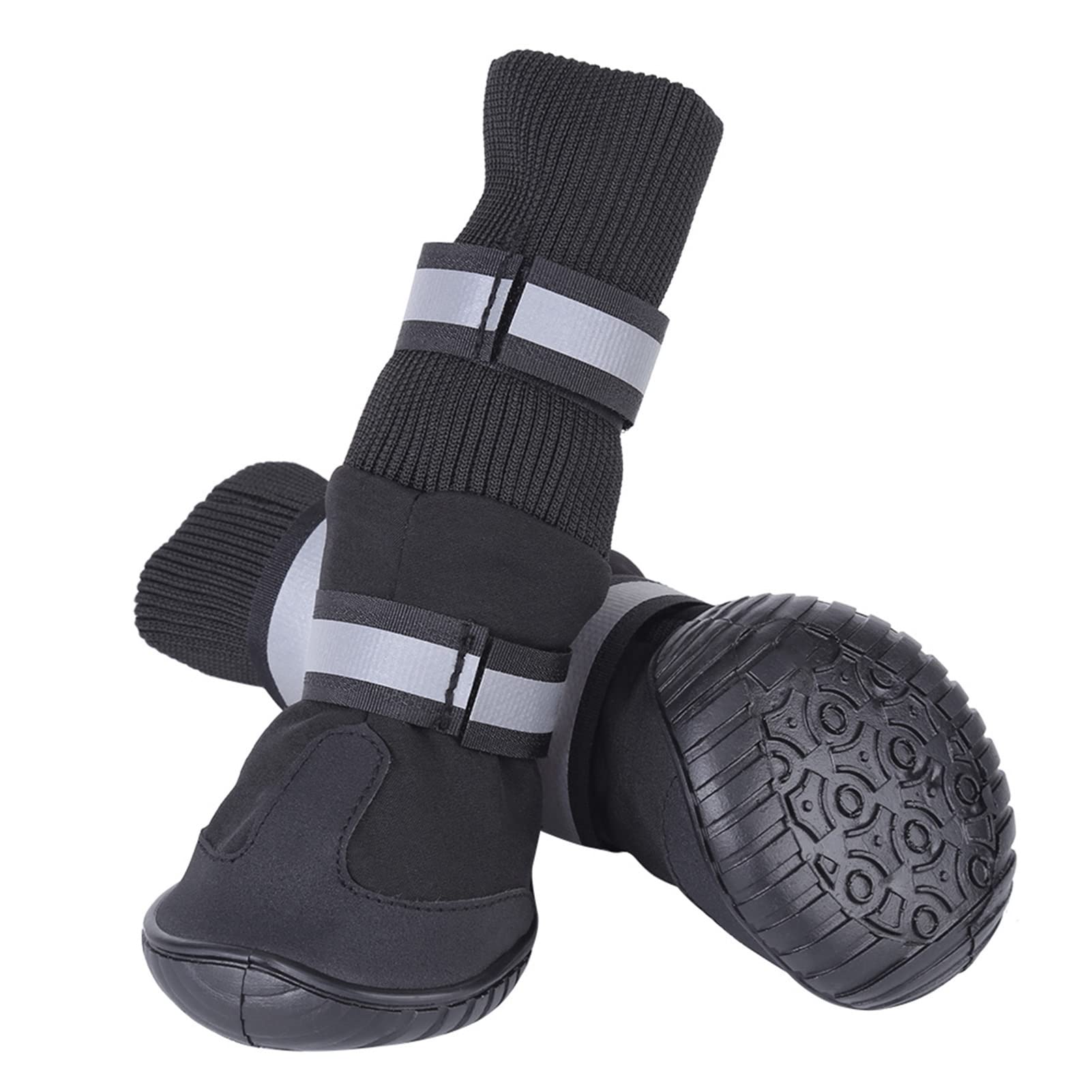 4pcs set Waterproof, Anti Slip Protective Boots dog boots Pet Dog Shoes for Large Dogs Red L ()