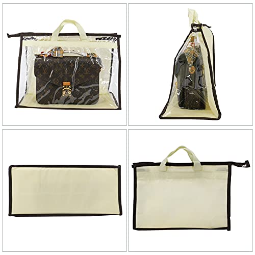 HOMOKUS Handbag Storage, 4 PACK Purse Storage Organizer for Closet, Clear Purse Storage Bags, Dust Bags for Purses and Handbags, Space-Saving Handbag Organizer Transparent with Zipper and Handle
