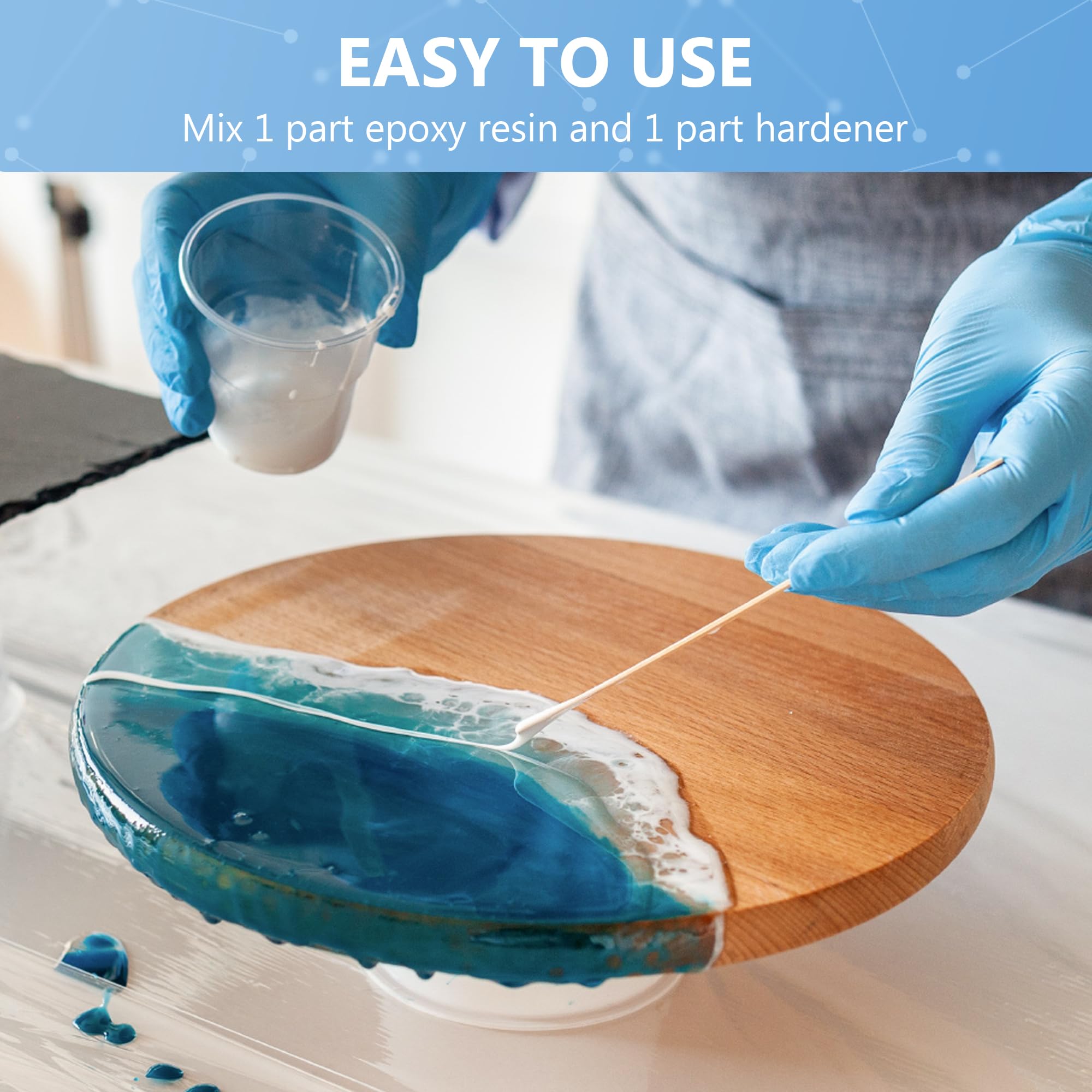 Epoxy Resin Crystal Clear 1 Gallon Kit, Self Leveling Bubbles Free Coating and Casting Resin and Hardener for Countertop, Table Top, Crafts, DIY Art, Wood, Jewelry, Molds, Bar Top 1:1 Ratio