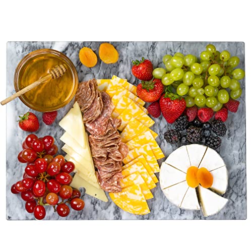 Marble Cutting Board for Kitchen, Serving, Pastry, Charcuterie, Cheese - 16β x 12β and 16β Marble Rolling Pin Combo - Nonslip Feet for Stability - Accessories For Bakers, Gift Home Decor ideas
