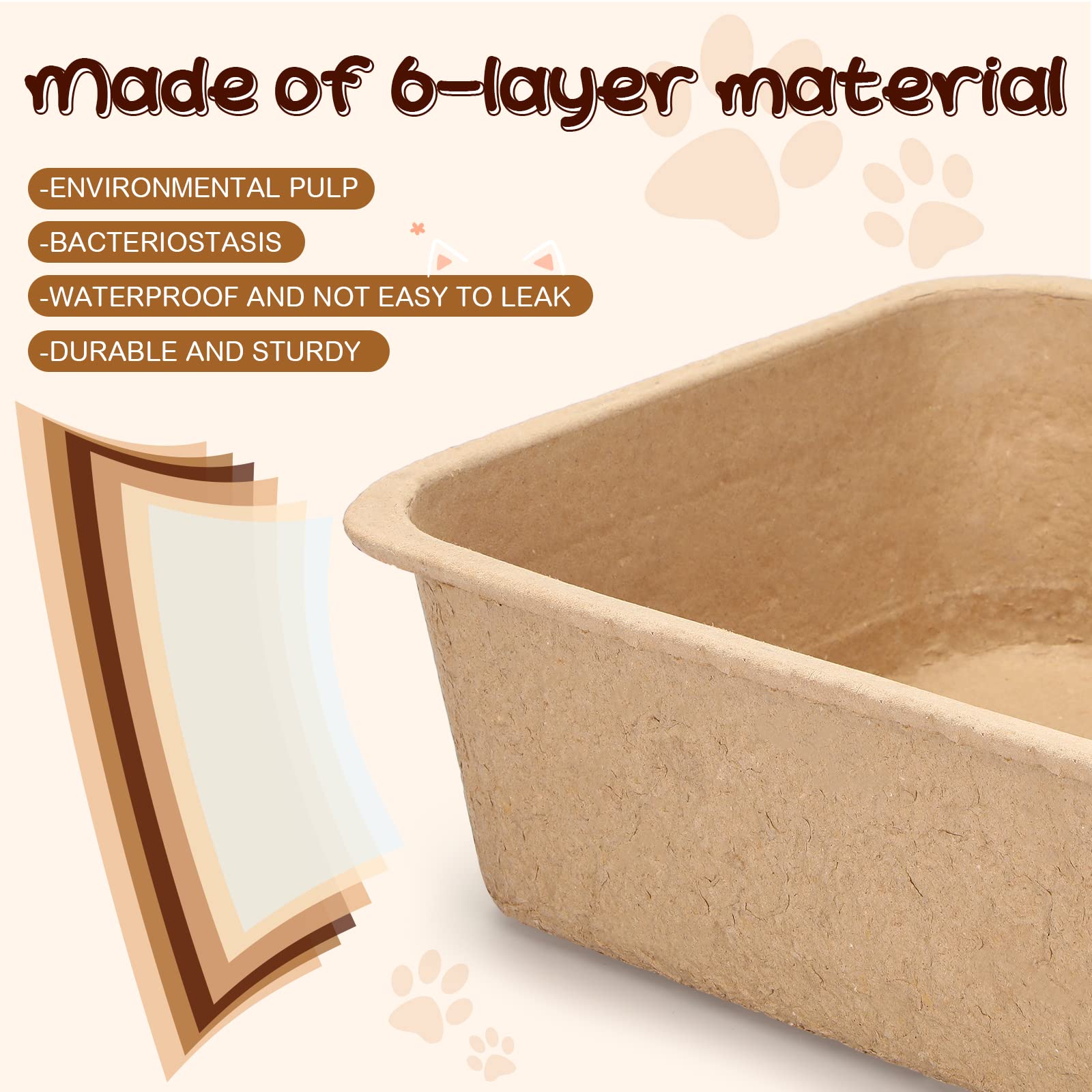 Harloon 10 Pack Extra Large Disposable Cat Litter Box 22.4 x 17.9 x 6.9'' Paper Cat Litter Tray Pet Litter Pan Large Disposable for Cats Rabbits Sturdy Portable Litter Liners Box Indoor Outdoor Travel