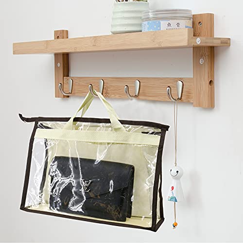 HOMOKUS Handbag Storage, 4 PACK Purse Storage Organizer for Closet, Clear Purse Storage Bags, Dust Bags for Purses and Handbags, Space-Saving Handbag Organizer Transparent with Zipper and Handle