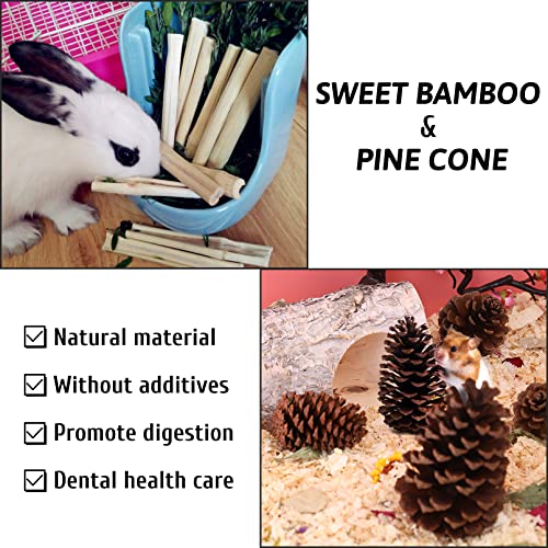 PINVNBY Guinea Pig Grass House with Chew Toys Little Rabbit Natural Hideout Small Pet Grass Hut with Play Toys for Bunny Hamster Rat Chinchilla Hedgehog Squirrel Gerbil(Ball at Random)