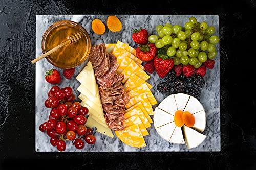 Marble Cutting Board for Kitchen, Serving, Pastry, Charcuterie, Cheese - 16β x 12β and 16β Marble Rolling Pin Combo - Nonslip Feet for Stability - Accessories For Bakers, Gift Home Decor ideas