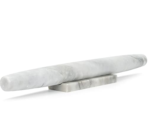 Marble Cutting Board for Kitchen, Serving, Pastry, Charcuterie, Cheese - 16β x 12β and 16β Marble Rolling Pin Combo - Nonslip Feet for Stability - Accessories For Bakers, Gift Home Decor ideas