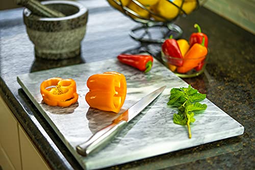 Marble Cutting Board for Kitchen, Serving, Pastry, Charcuterie, Cheese - 16β x 12β and 16β Marble Rolling Pin Combo - Nonslip Feet for Stability - Accessories For Bakers, Gift Home Decor ideas