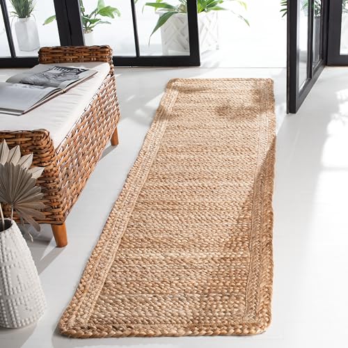 SAFAVIEH Natural Fiber Collection Runner Rug - 2'3" x 12', Natural, Handmade Woven Farmhouse Fringe Jute, Ideal for High Traffic Areas in Living Room, Bedroom (NF824A)