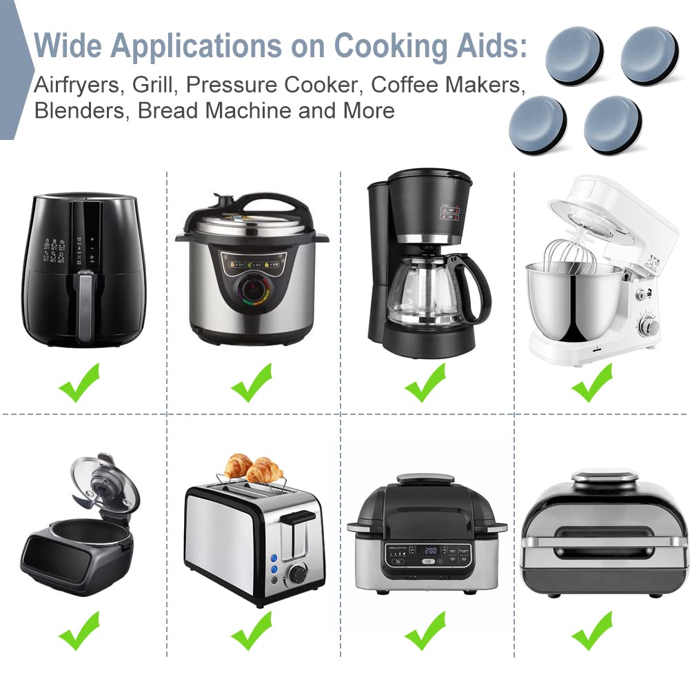 Appliance Sliders, 16pcs Self Adhesive Small Kitchen Sliders Teflon Appliance Mover for Countertop Stand Mixer, Coffee Maker, Air Fryer, Food Processor,Pressure Cooker