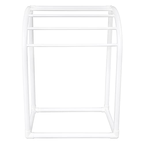 Essentially Yours 5 Bar Curved Towel Rack - Free Standing Poolside Storage Organizer - Also Stores Floats, Paddles and Noodles, 37.5" W x 23" L x 49.5 H, (White) Style 681577