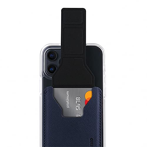 JTLEGEND Atlas Phone Stand with Stick on Card Holder for Back of Phone Kickstand Scratch-Resistant (Berry Blue)