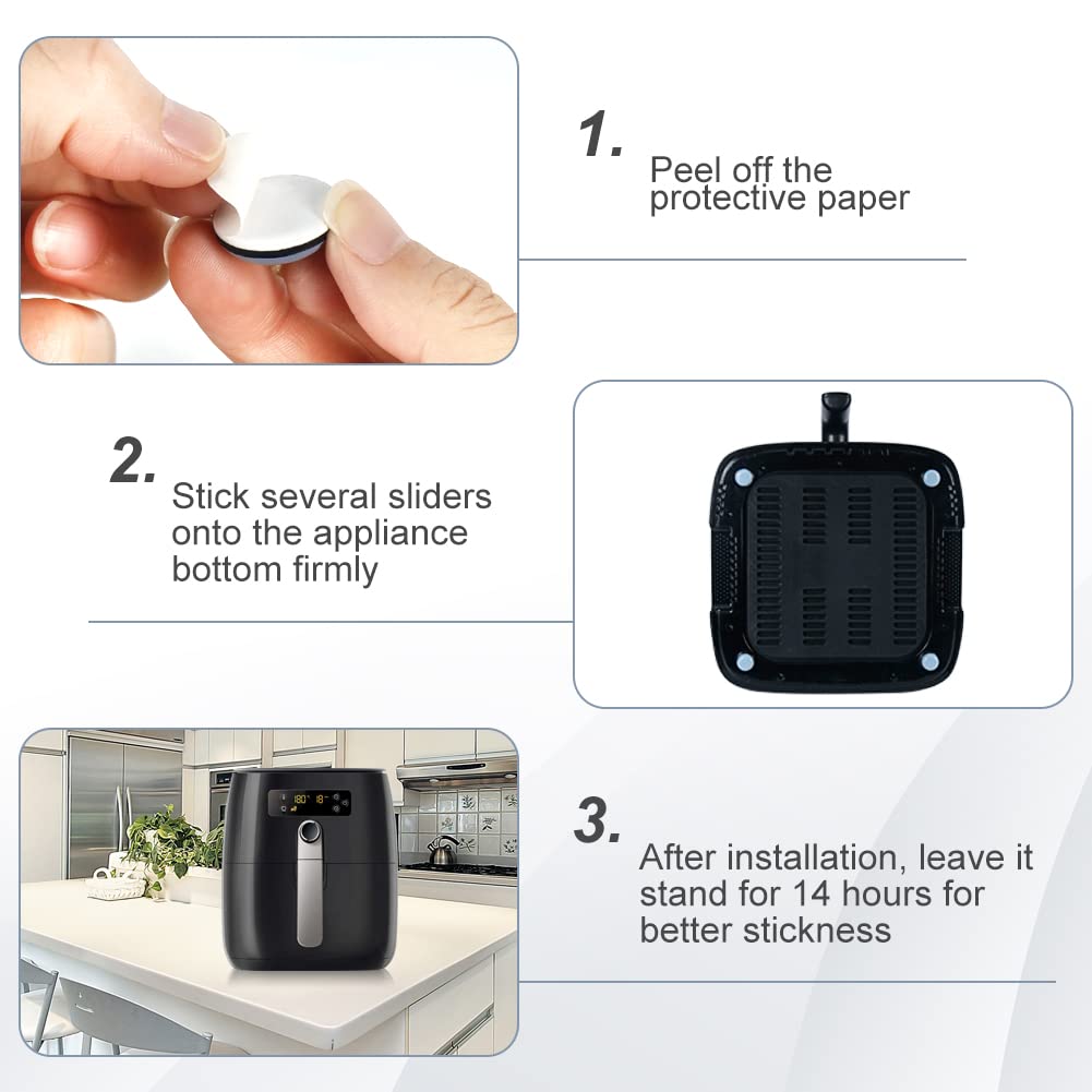 Appliance Sliders, 16pcs Self Adhesive Small Kitchen Sliders Teflon Appliance Mover for Countertop Stand Mixer, Coffee Maker, Air Fryer, Food Processor,Pressure Cooker