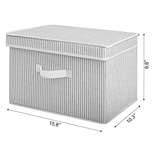 GRANNY SAYS Fabric Storage Boxes, Large Storage Bins with Lids, Toy Storage Organizer, Closet Storage Baskets for Shelves Organizing Bookcase Entryway Wardrobe, Gray/White, 2-Pack