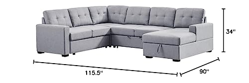 FANYE U-Shaped Sleeper Sectional Sofa with Left Storage Chaise Lounge and Pull Out Sleep Couch Bed, Modern Corner Sofa & Couch Convertible Oversized Sleeper & Sofabed for Home Apartment Living Room