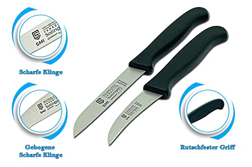 SMI β Paring Knife Set Peeling Knife for Fruits and Vegetable Straight & Curved Stainless Steel Solingen Knife Made in Germany