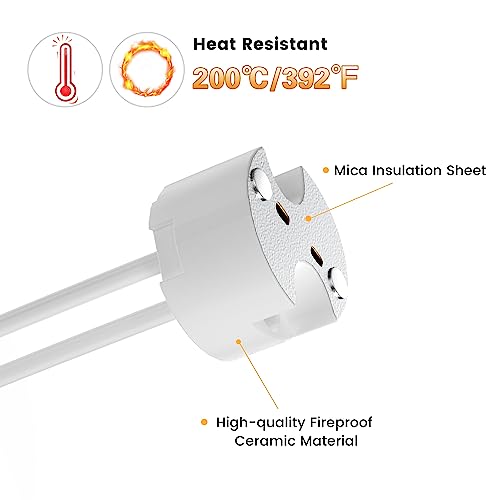 Minpory MR16 G4 GU5.3 Ceramic Bi-Pin Base Socket, MR16, MR11 Halogen Incandescent CFL LED Bulb Holder Wire Connector Socket Adapter 10 Pack