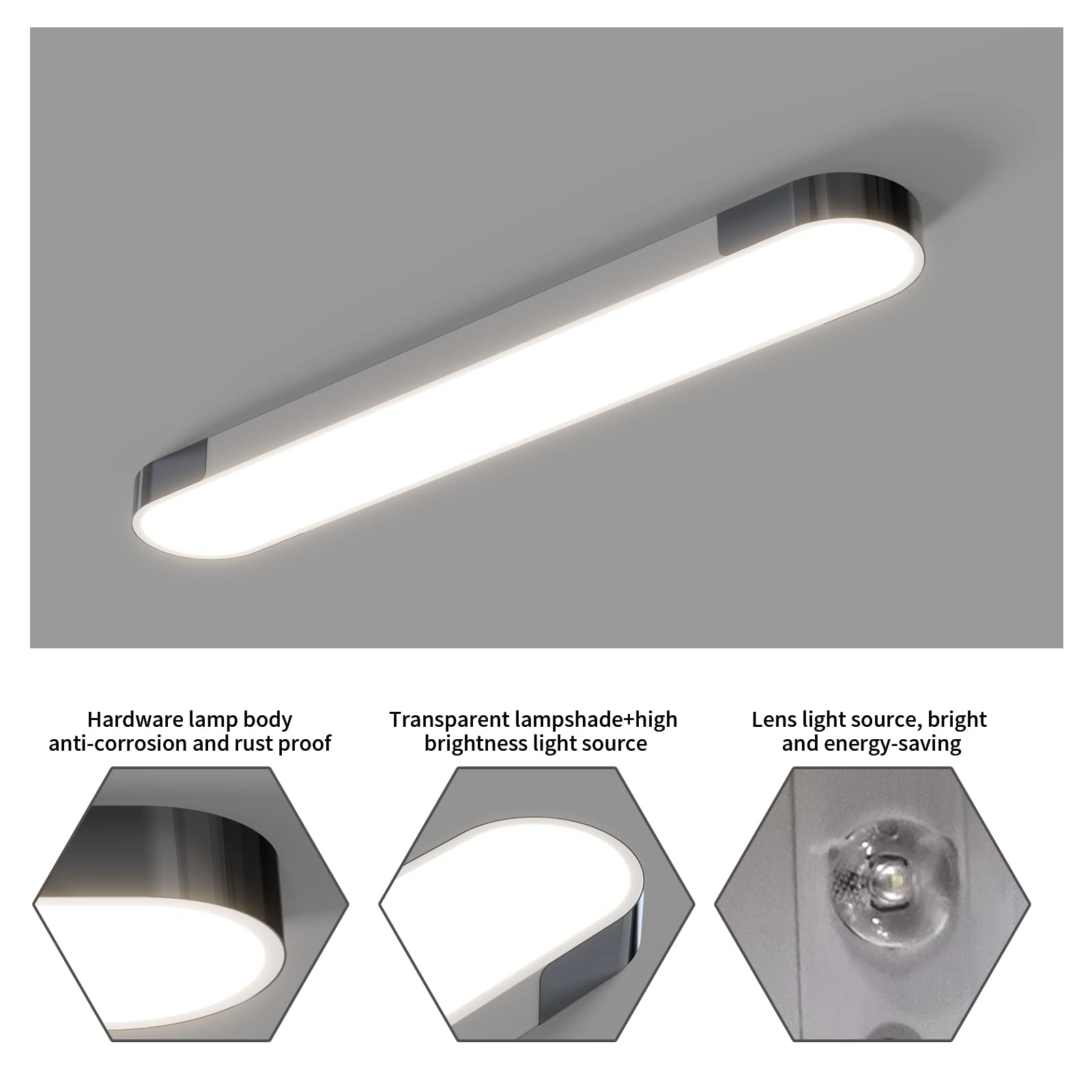 Qcyuui Dimmable LED Ceiling Light Modern Acrylic Linear LED Ceiling Lamp 39.4in Semi Flush Mount Wraparound Shape Lighting Fixture with Remote Control for Kitchen Dining Room (48W/3000-6500K)