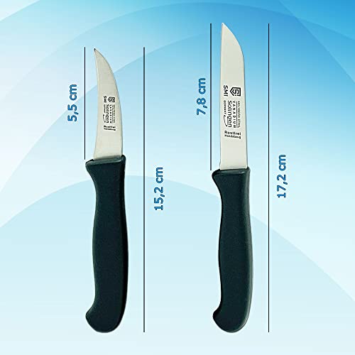 SMI β Paring Knife Set Peeling Knife for Fruits and Vegetable Straight & Curved Stainless Steel Solingen Knife Made in Germany