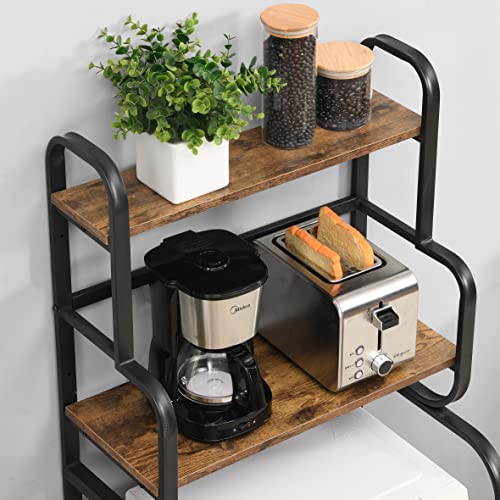 O&K FURNITURE 4-Tier Kitchen Bakers Rack with Storage Shelf, Standing Microwave Oven Stand Rack Spice Rack Organizer, Double-purpose Rack for Wide Application
