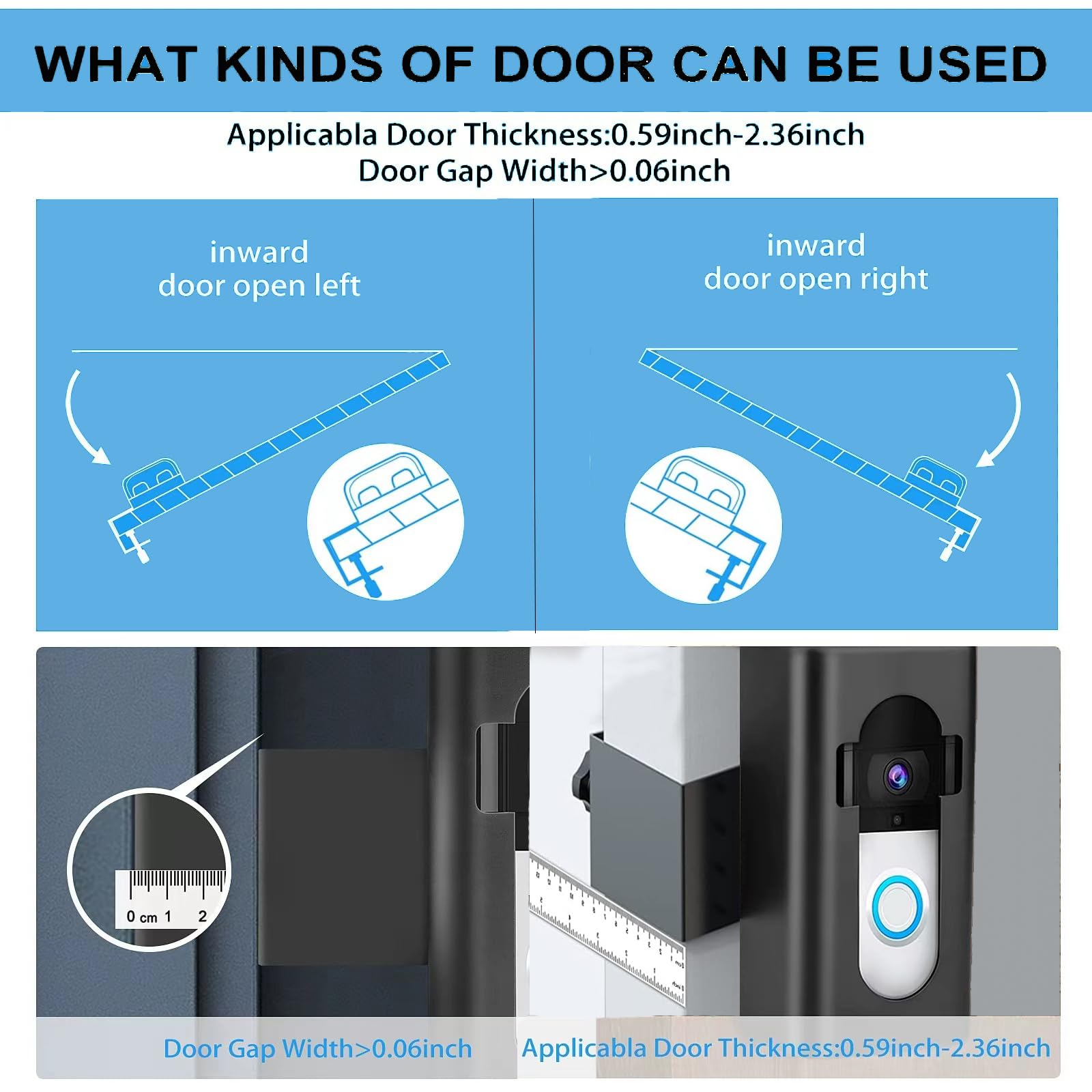 Upgrade Anti Theft Video Doorbell Mount Compatible with Video Doorbell, Adjustable Mounting Bracket Accessories for houses, apartments, Office .No Drill.