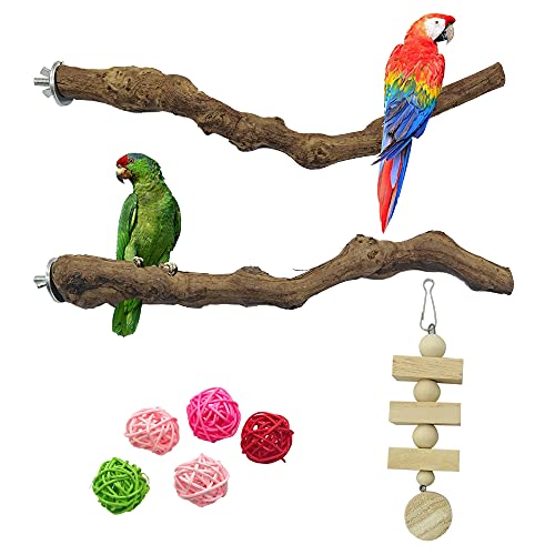 Seasonsky 8 PCS Natural Grape Stick Fork Bird Perch Bird Standing Stick Chewing Bird Toys Natural Grapevine Bird Cage Perch for Parrot Cages Toy for Cockatiels, Parakeets, Finches