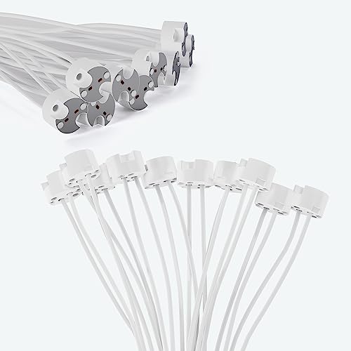 Minpory MR16 G4 GU5.3 Ceramic Bi-Pin Base Socket, MR16, MR11 Halogen Incandescent CFL LED Bulb Holder Wire Connector Socket Adapter 10 Pack