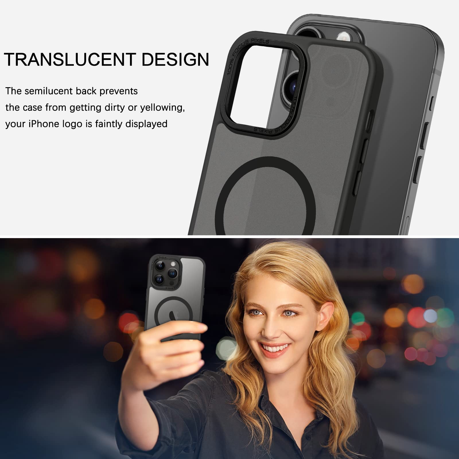 BENTOBEN for iPhone 13 Pro Max Case,[Compatible with MagSafe] iPhone 13 Pro Max Magnetic Phone Case Translucent Matte Shockproof Women Men Girl Protective Cover Case for iPhone 13 Pro Max 6.7",Black