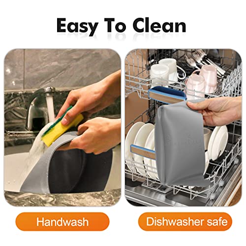 LARMAZEN Silicone Slow Cooker Liners for 6 QT Crock pot & Hamilton Pot, Allows Cooking 3 Foods At Once,Reusable Slow Cooker Divider Insert,Leakproof/Dishwasher Safe/BPA Free (Grey)