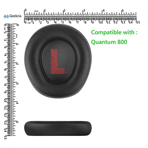 Geekria QuickFit Protein Leather Replacement Ear Pads for JBL Quantum 800 Wireless Headphones Ear Cushions, Headset Earpads, Ear Cups Repair Parts (Black)