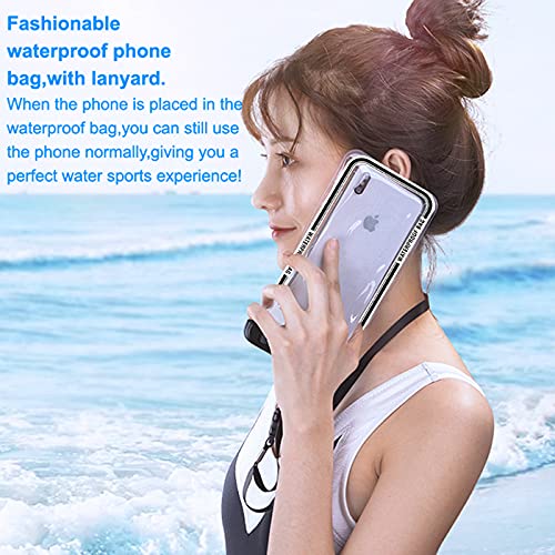 Nothers Clear Universal Waterproof Cellphone Pouch Case,Phone Dry Bag, Lanyard, iPhone 13 12 Pro 11 Pro Max XS XR X 8 7 6SGalaxy S21 20Ultra S10 Note10 9,Up 7.5,2 Pack(Blue+Black), 21*11.5*1.3cm