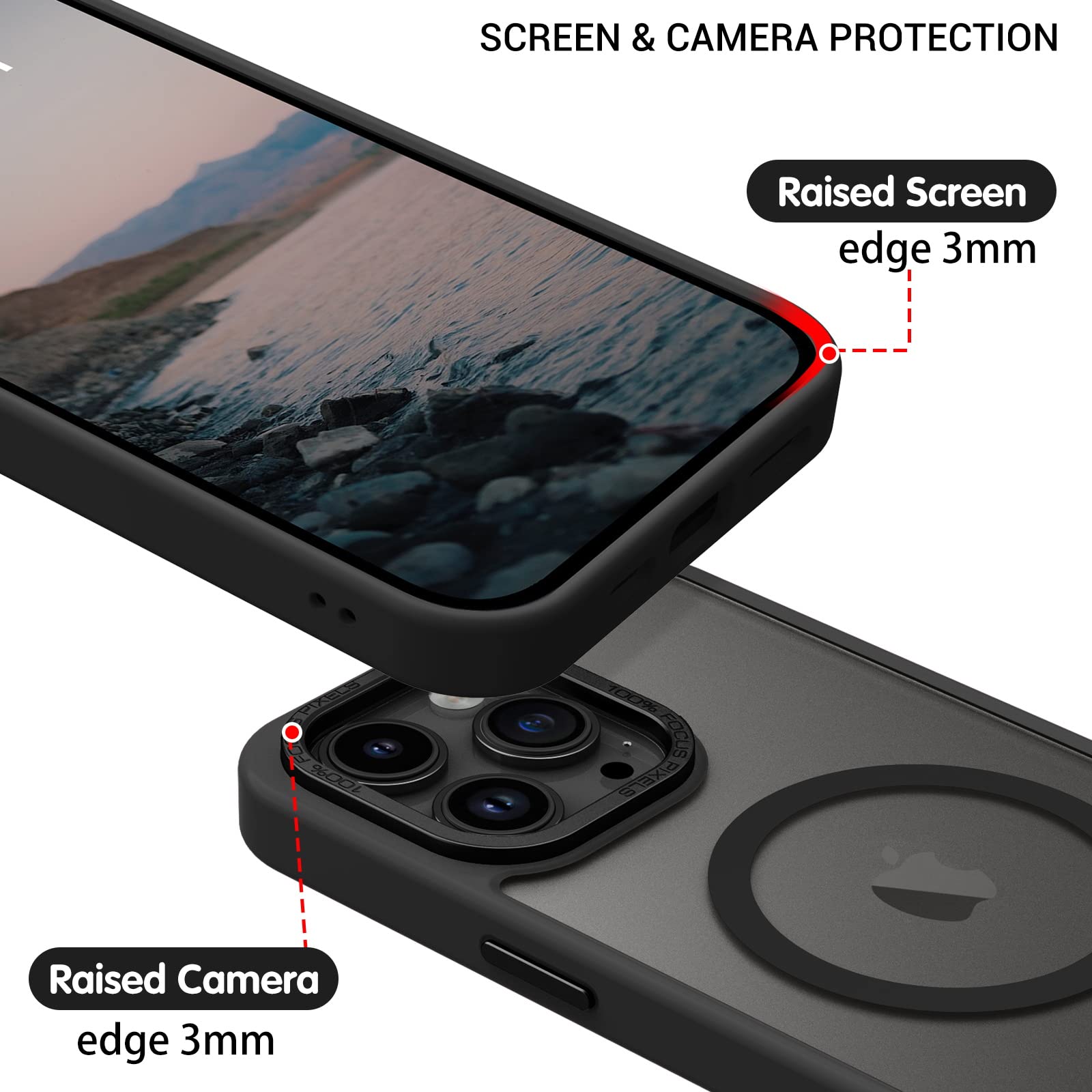 BENTOBEN for iPhone 13 Pro Max Case,[Compatible with MagSafe] iPhone 13 Pro Max Magnetic Phone Case Translucent Matte Shockproof Women Men Girl Protective Cover Case for iPhone 13 Pro Max 6.7",Black
