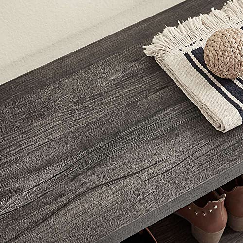 EXCEFUR Shoe Bench, Industrial Entryway Bench with Storage, Rustic Wood and Metal Shoe Rack Bench Seat, Grey