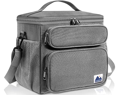 BAGBEBAG Lunch Bag for Men Women, Insulated Lunch Bag Women Man, Adult Lunch Box for Men Women, Large Lunch Bag for Office Work Picnic, Leak Resistant Cooler Bag, 24-Can,14L (Gray)