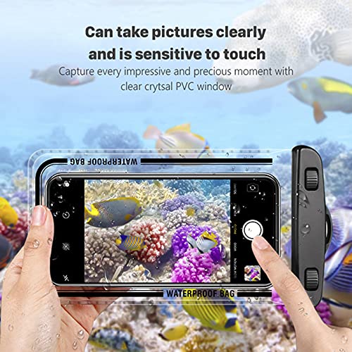 Nothers Clear Universal Waterproof Cellphone Pouch Case,Phone Dry Bag, Lanyard, iPhone 13 12 Pro 11 Pro Max XS XR X 8 7 6SGalaxy S21 20Ultra S10 Note10 9,Up 7.5,2 Pack(Blue+Black), 21*11.5*1.3cm