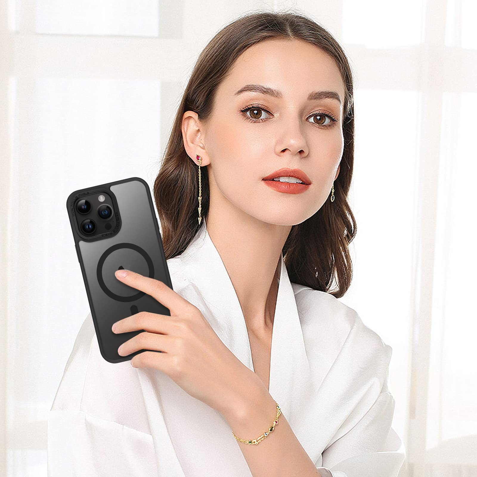 BENTOBEN for iPhone 13 Pro Max Case,[Compatible with MagSafe] iPhone 13 Pro Max Magnetic Phone Case Translucent Matte Shockproof Women Men Girl Protective Cover Case for iPhone 13 Pro Max 6.7",Black
