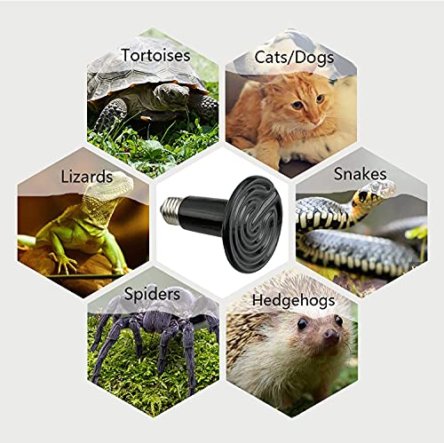 150W PTSCBS Ceramic Heat Lamp Bulb, Infrared Reptile Heat Emitter Bulbs Heater Lamp for Pet Brooder Coop Chicken Lizard Bearded Dragon Turtle Snake Aquarium, No Light No Harm
