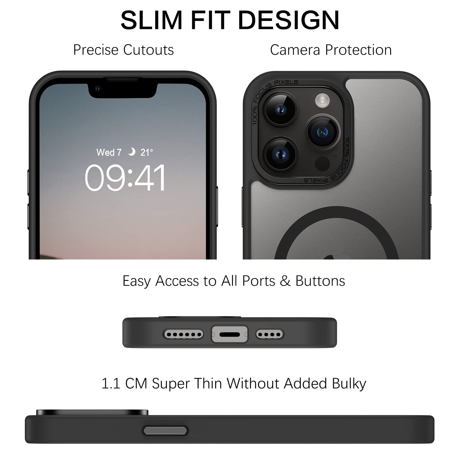 BENTOBEN for iPhone 13 Pro Max Case,[Compatible with MagSafe] iPhone 13 Pro Max Magnetic Phone Case Translucent Matte Shockproof Women Men Girl Protective Cover Case for iPhone 13 Pro Max 6.7",Black