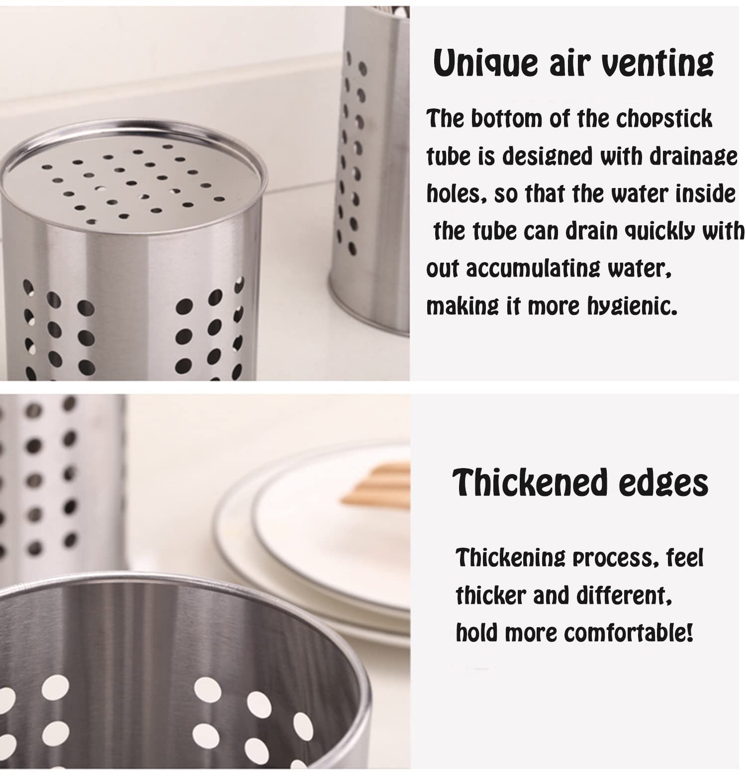 Jninexiu Stainless Steel Kitchen Utensil Holder, Kitchen Utensil Drying Cylinder with Drain Holes,Cookware Cutlery Holder for Kitchen/Home/Office