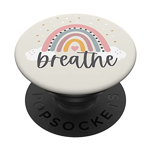 Breathe - Cute Rainbow Positive Quotes Inspirational Saying PopSockets Swappable PopGrip
