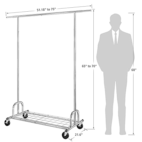 Raybee Clothes Rack, Heavy Duty Clothing Rack Load 460LBS, Commercial Grament Rack Heavy Duty Rolling Clothes Racks for Hanging Clothes Rack, Collapsible & Portable Clothes Rack with Wheels