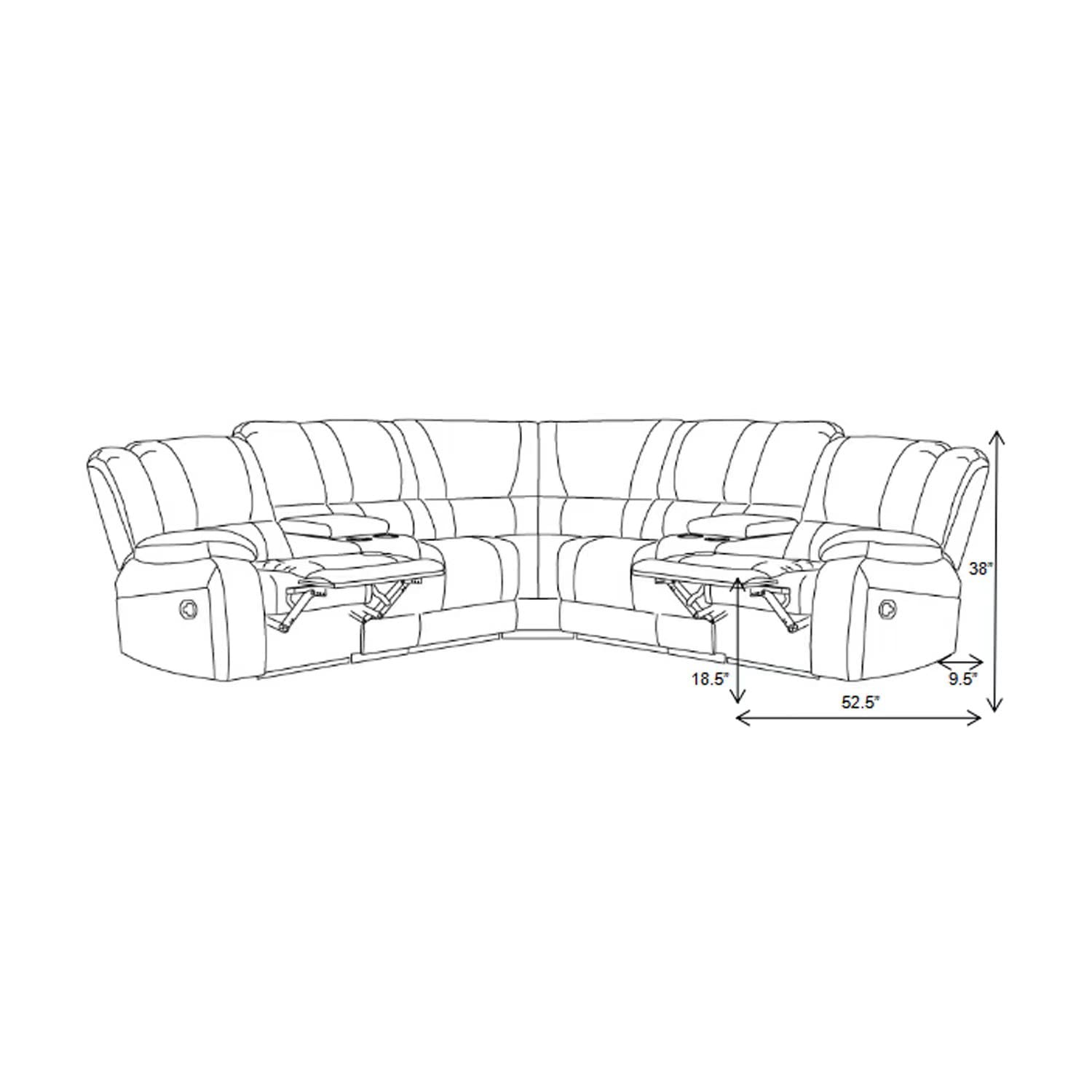 EMKK Home Power L-Shape Sectional Sofa Reclining, Modern Upholstered PU Leather Extra Wide Lounge Couch with Consoles,4 Cup Holders and Storage,Fabric Sofá for Living Room Apartment, b-Black Large