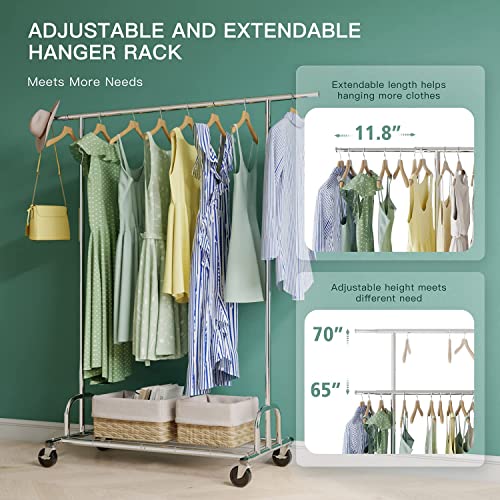 Raybee Clothes Rack, Heavy Duty Clothing Rack Load 460LBS, Commercial Grament Rack Heavy Duty Rolling Clothes Racks for Hanging Clothes Rack, Collapsible & Portable Clothes Rack with Wheels