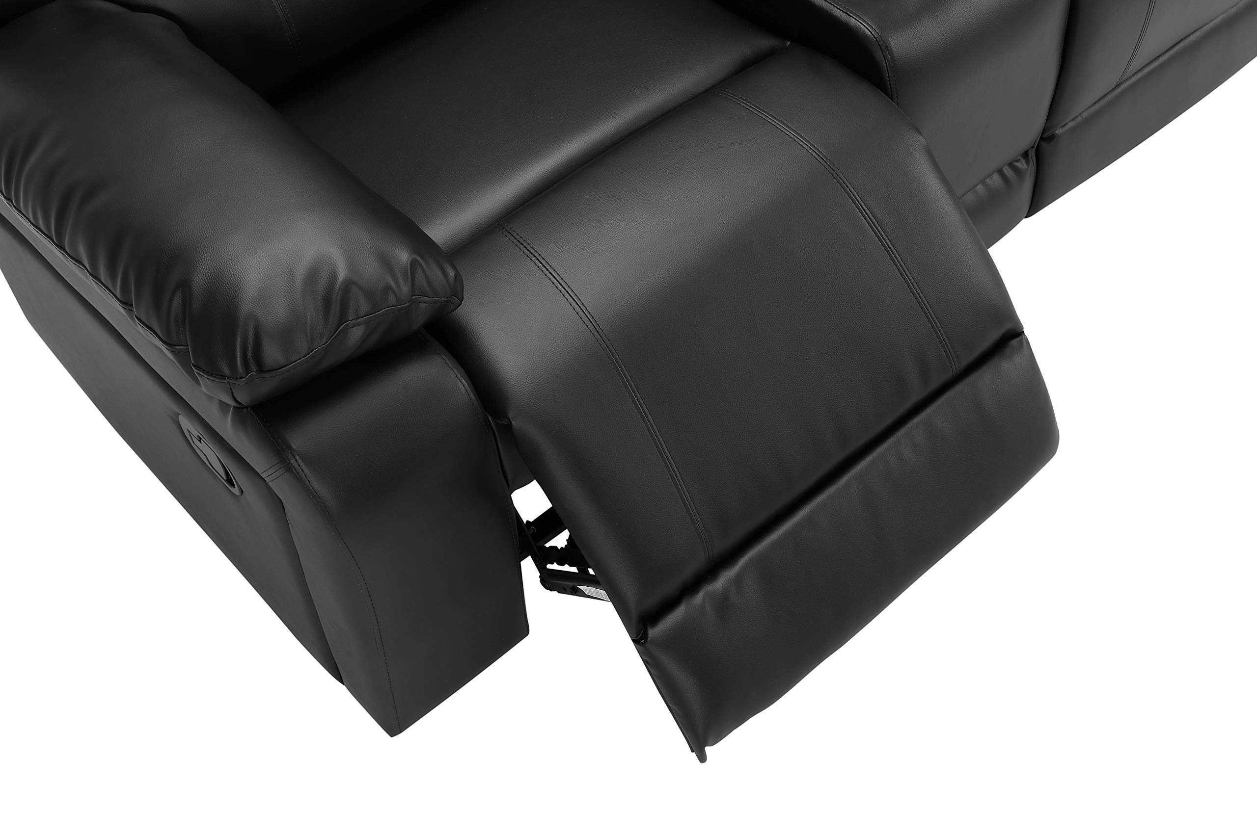 EMKK Home Power L-Shape Sectional Sofa Reclining, Modern Upholstered PU Leather Extra Wide Lounge Couch with Consoles,4 Cup Holders and Storage,Fabric Sofá for Living Room Apartment, b-Black Large